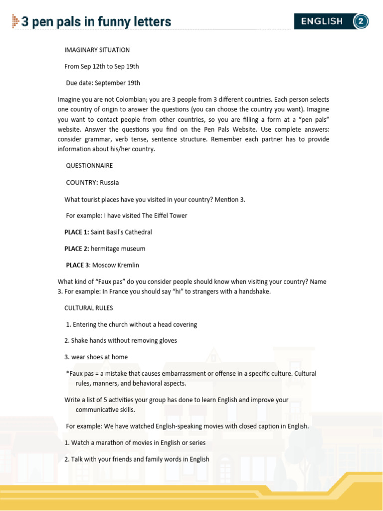 Pen_Pal_application_form ingles ll - copia - copia | PDF | Linguistics ...