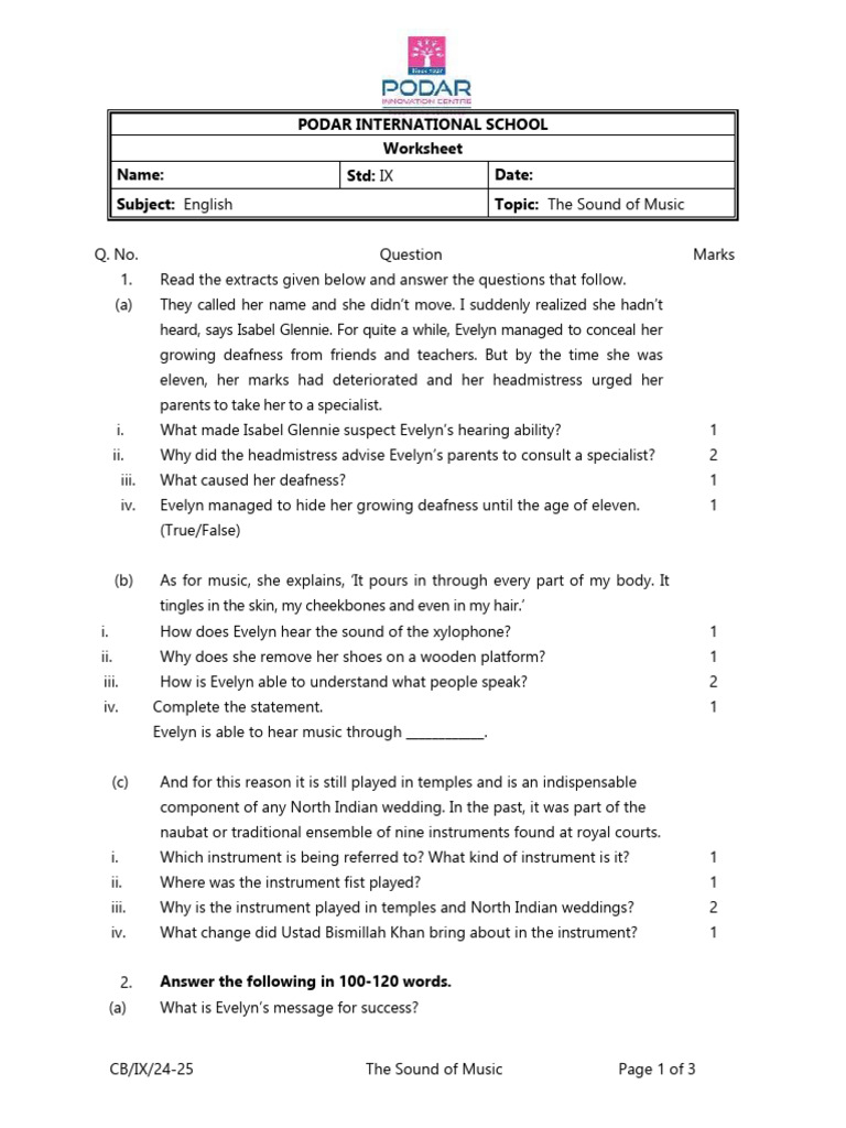 WS - CB - IX - Eng - The Sound of Music | PDF