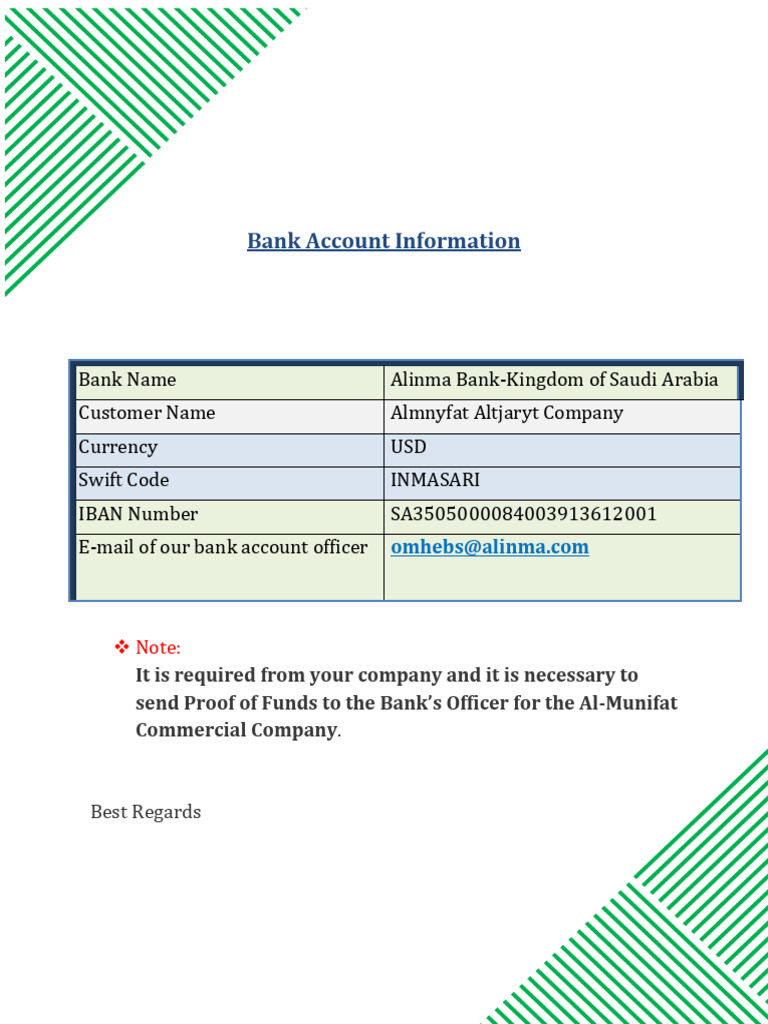 Bank Account Information | PDF | Law