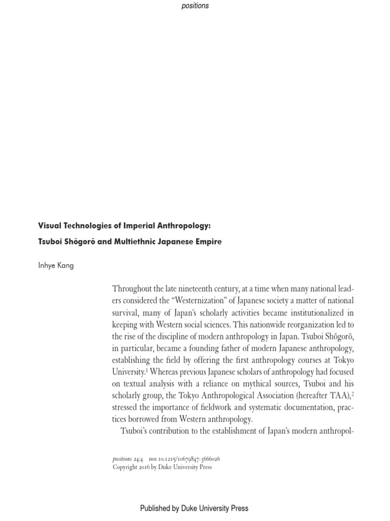 Visual Technologies of Imperial Anthropology Tsuboi Shogoro and ...