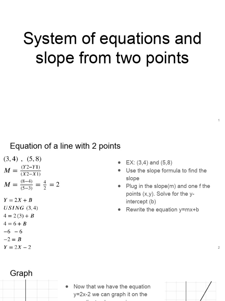 System of Equations and Slope From Two Points | PDF | Equations ...