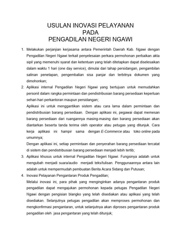 Usulan Inovasi Pelayanan | PDF | Hukum | Komputer