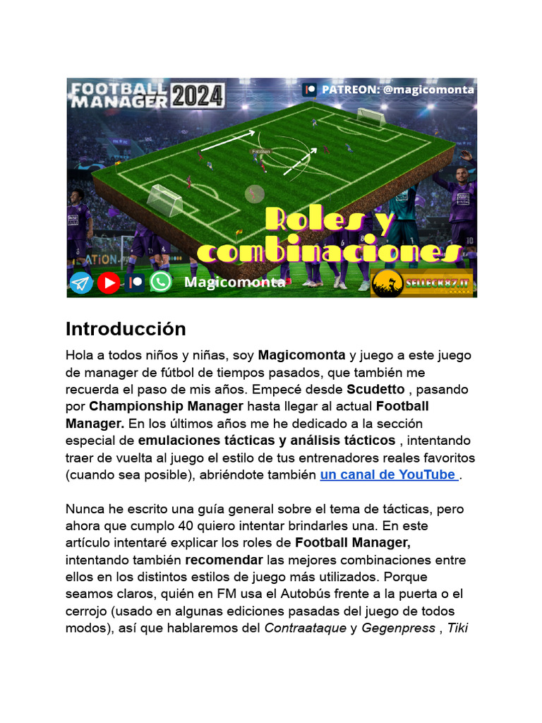 Roles y Combinaciones FM 24 | PDF | Defensor (Asociación de Fútbol) | Delantero (Asociación de ...