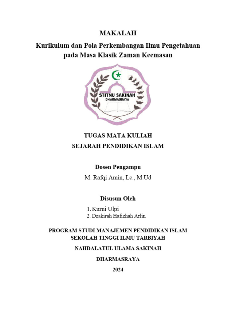 Kurikulum Pendidikan Islam1 | PDF | Ilmu Sosial | Sejarah