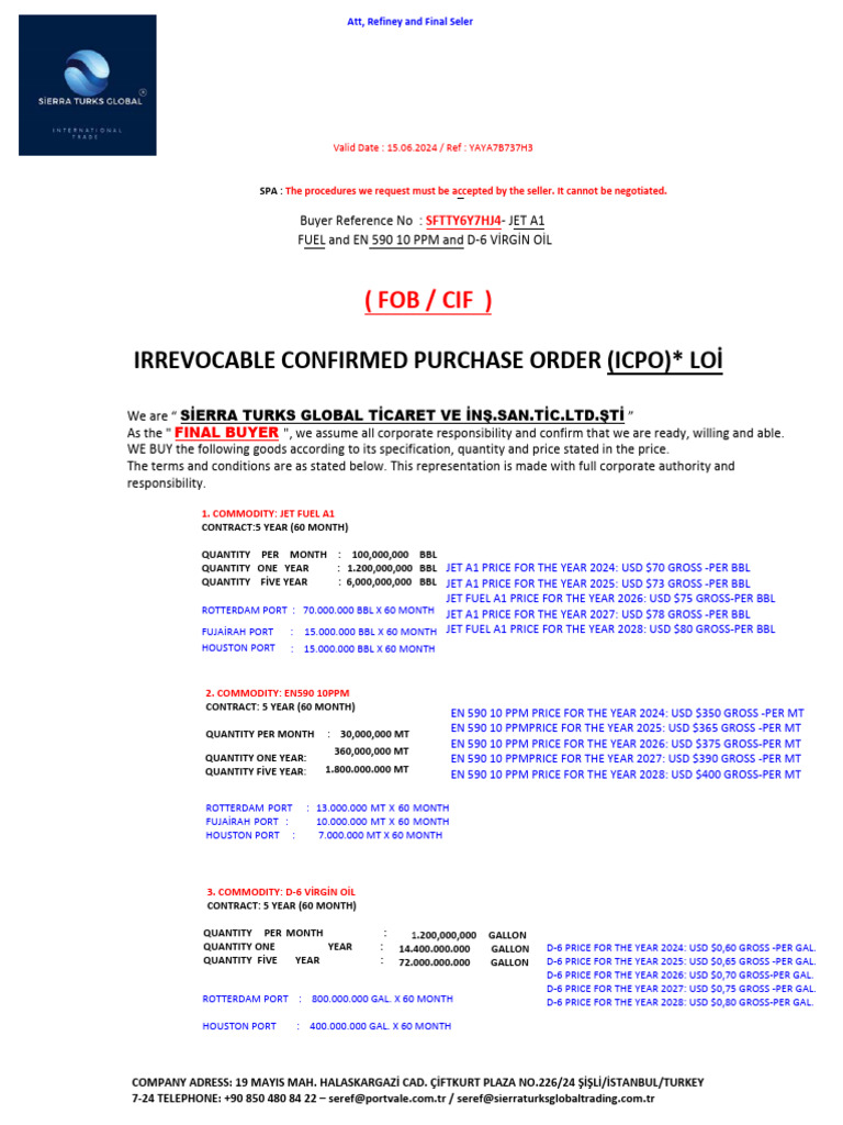 06.11.2024 OİL COMPANY ICPO - JET A1 FUEL and EN 590 10 PPM and D6 ...