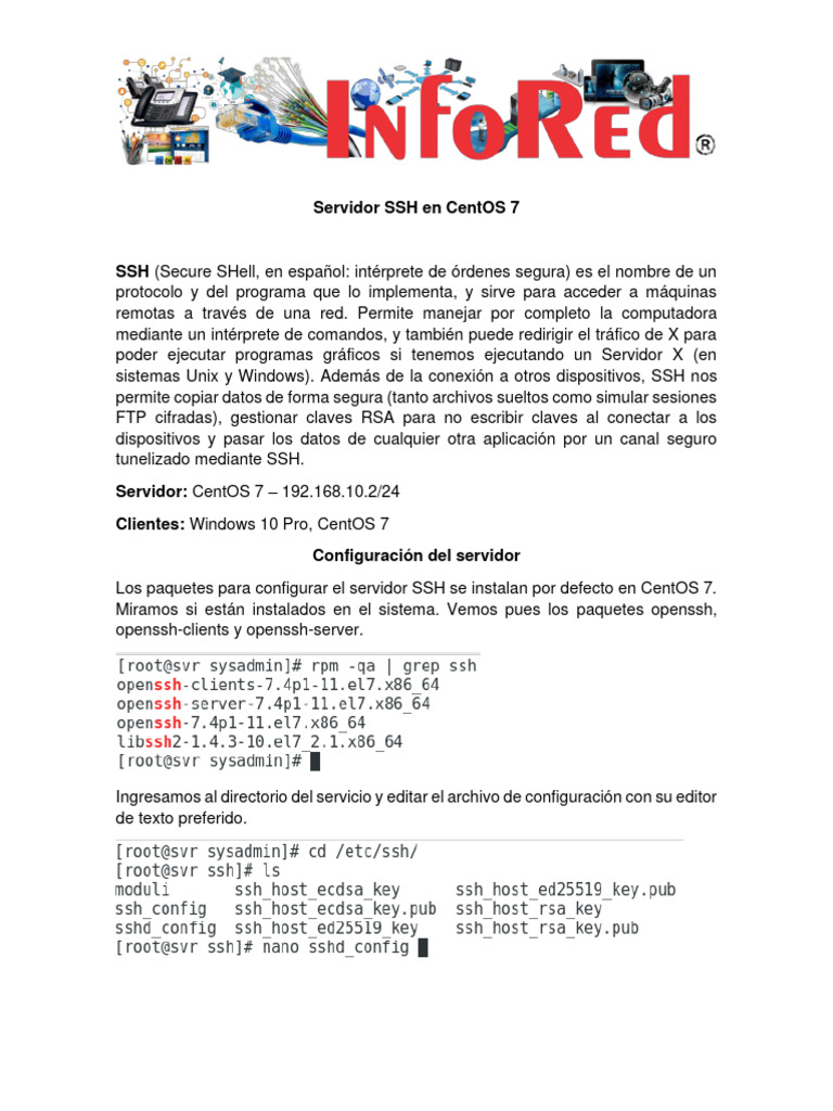 Servidor SSH en CentOS 7 | PDF | Cubierta segura | Ciencias de la Computación