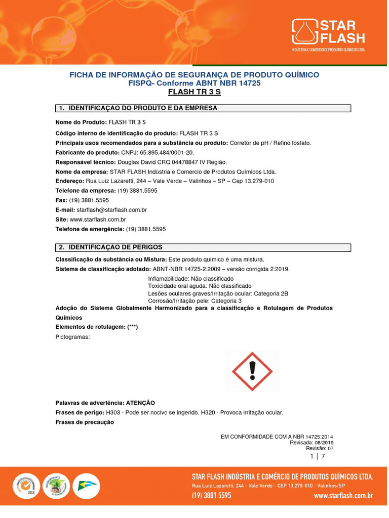Fispq Flash TR 3 S | PDF | Química