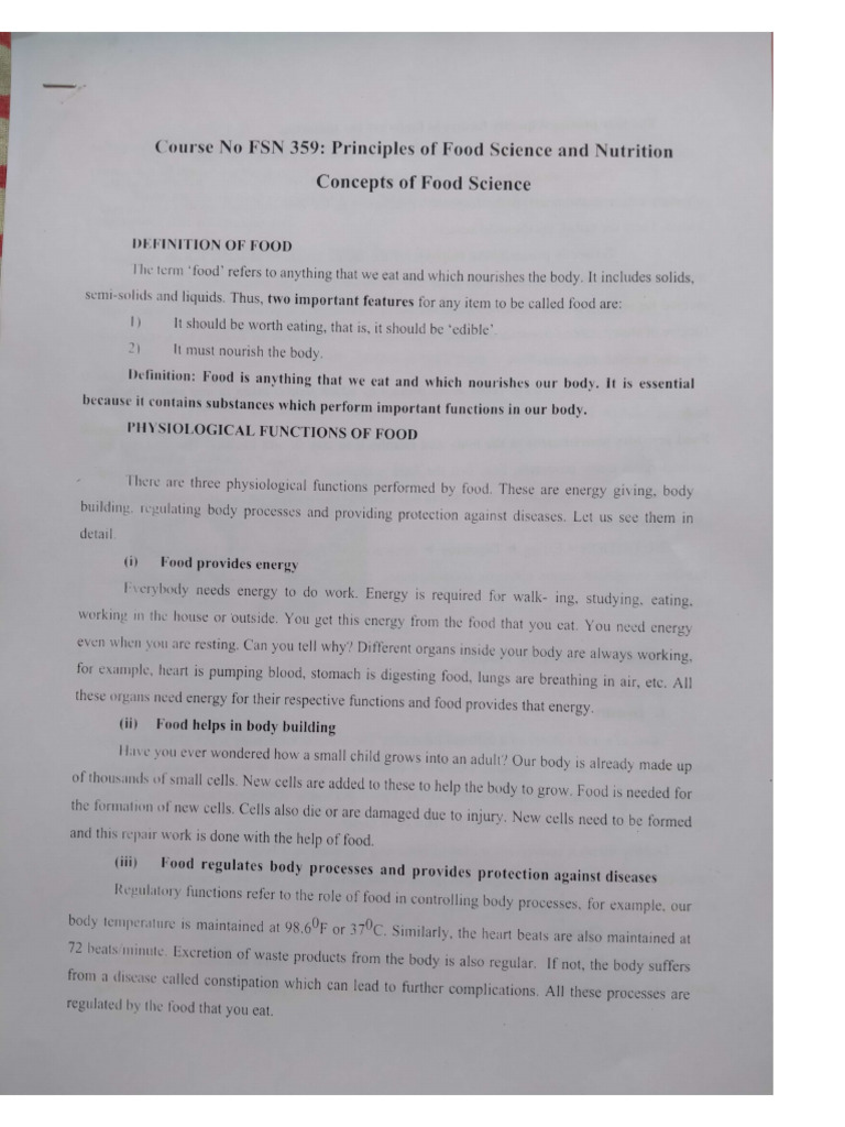 Food Science Note | PDF