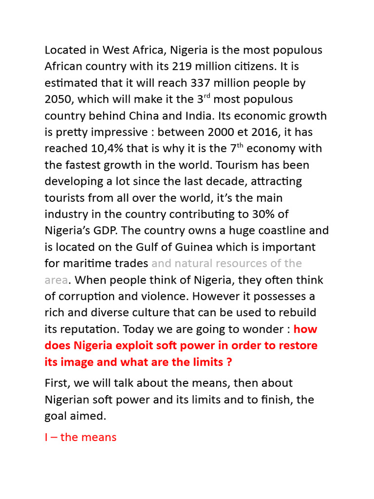 Oral Spé Amc Nigeria | PDF | Nigeria | Soft Power