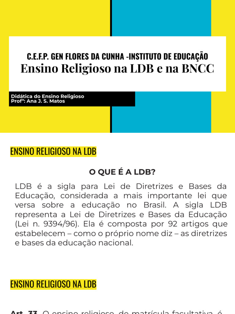 Ensino Religioso Na Ldb e Na Bncc | Download grátis PDF | Liberdade de religião
