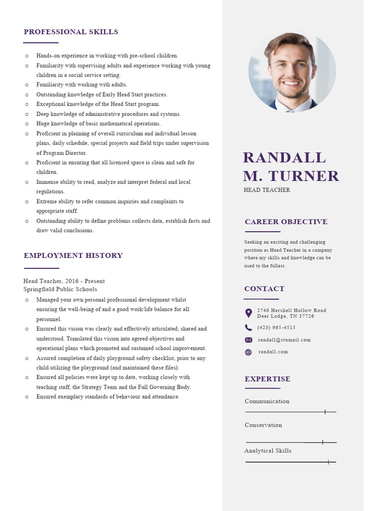 Head Teacher Resume A4 | PDF | Teachers | Knowledge