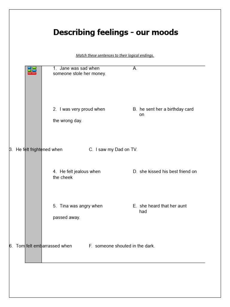 Matching Feelings to Situations | PDF