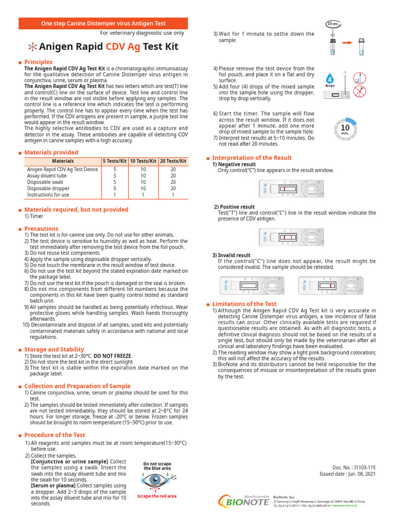Canine Distemper Virus Test Kit | PDF | Medical Specialties | Clinical ...