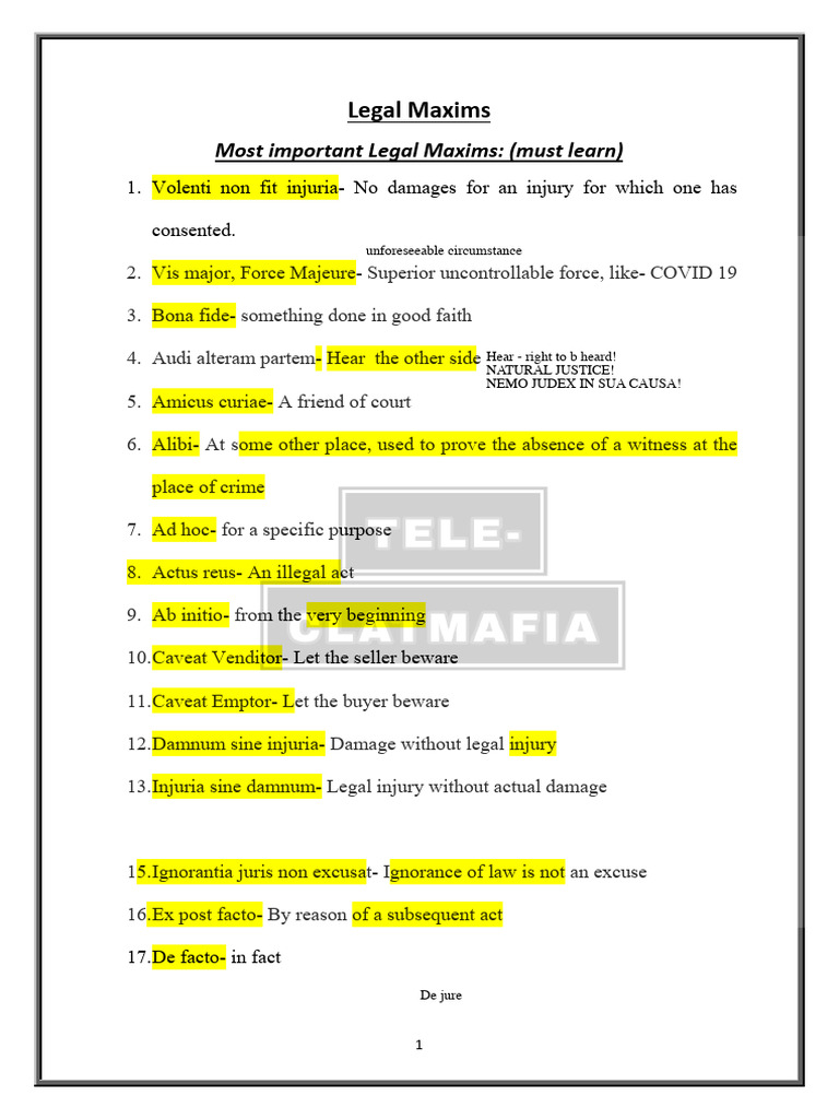 Legal Maxims | PDF | Statutory Interpretation | Common Law