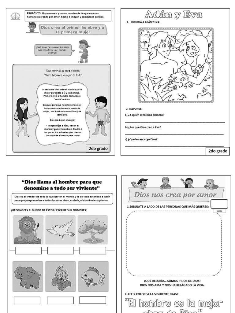 FICHA SEMANA 2 A | Descargar gratis PDF | Víspera | Adán y Eva