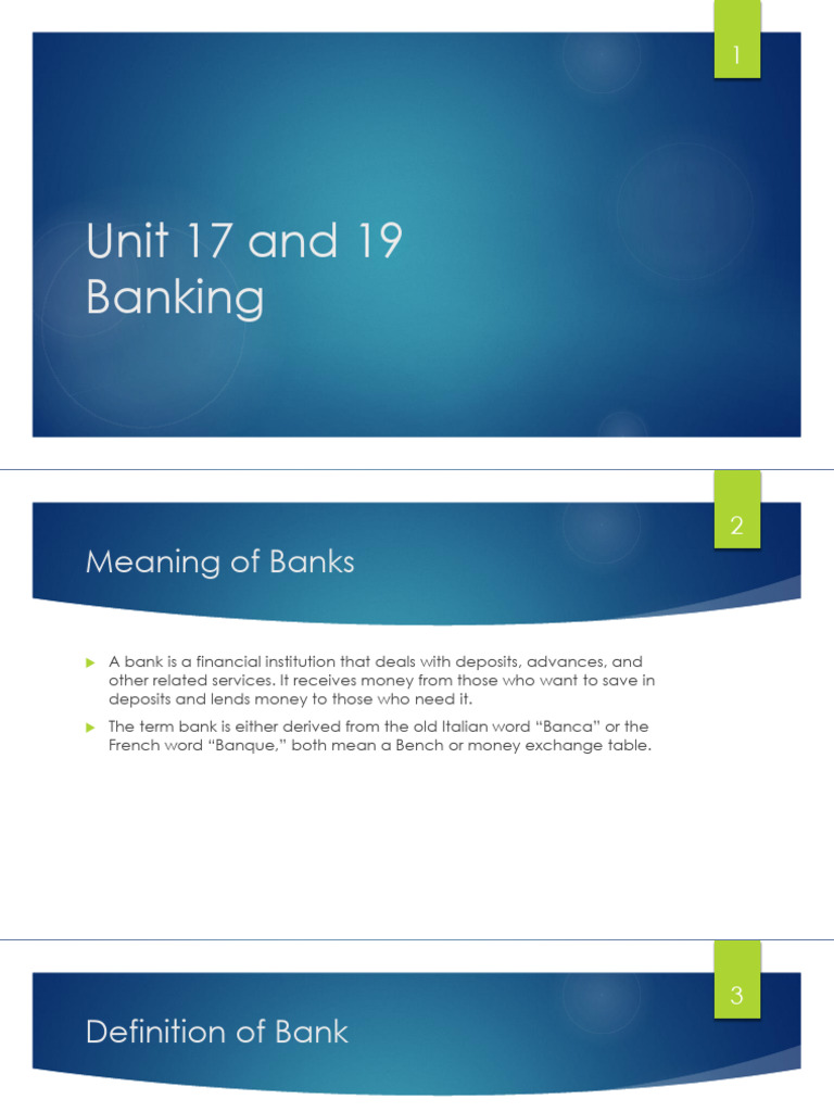 Unit 17 and 19 - Banking | PDF | Banks | Interest