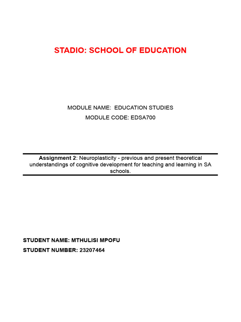 Stadio | PDF | Cognitive Development | Learning