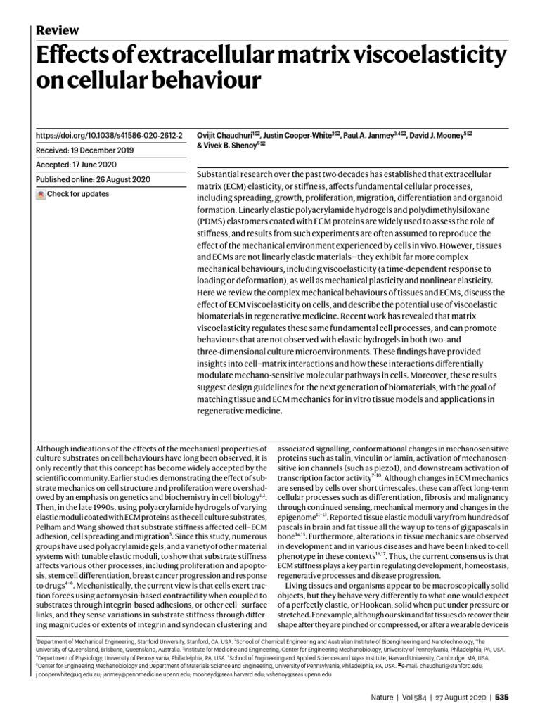 Effects of ECM Viscoelasticity On Cellular Behaviour | PDF ...