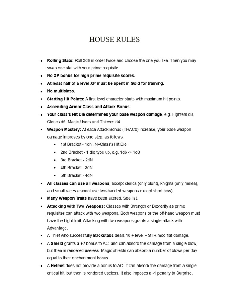 OSE House Rules | PDF