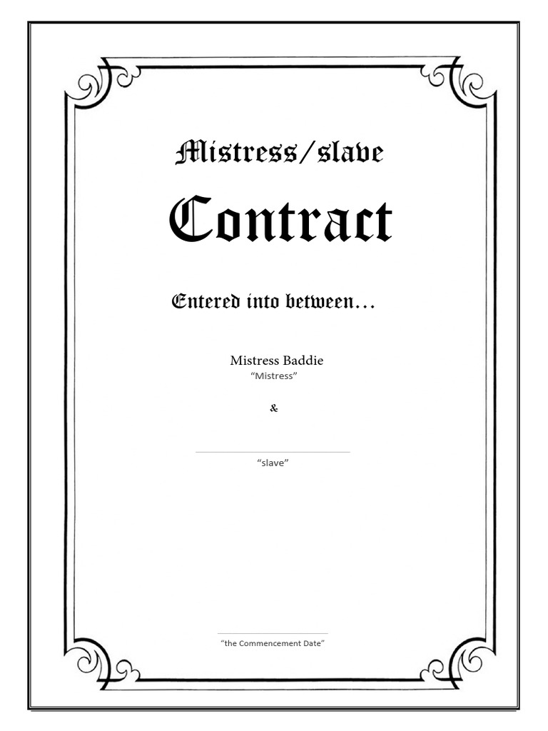 Mistress-Slave Contract Agreement | PDF | Human Sexuality | Sexuality