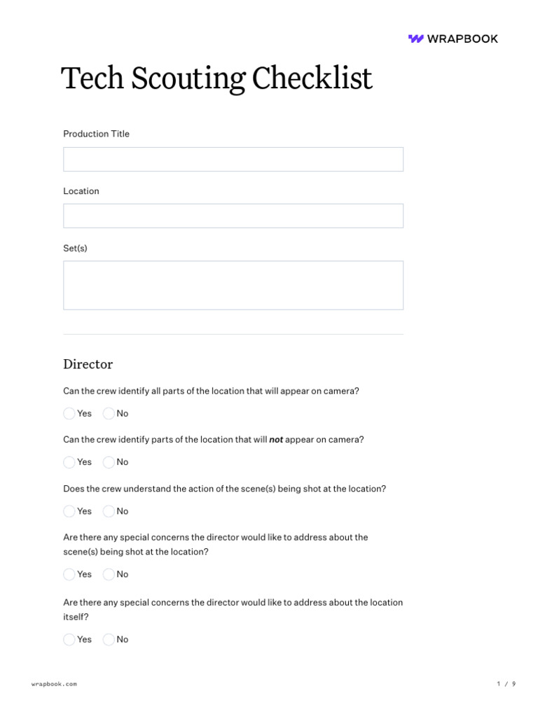 Wrapbook Tech Scouting Checklist v1 | PDF