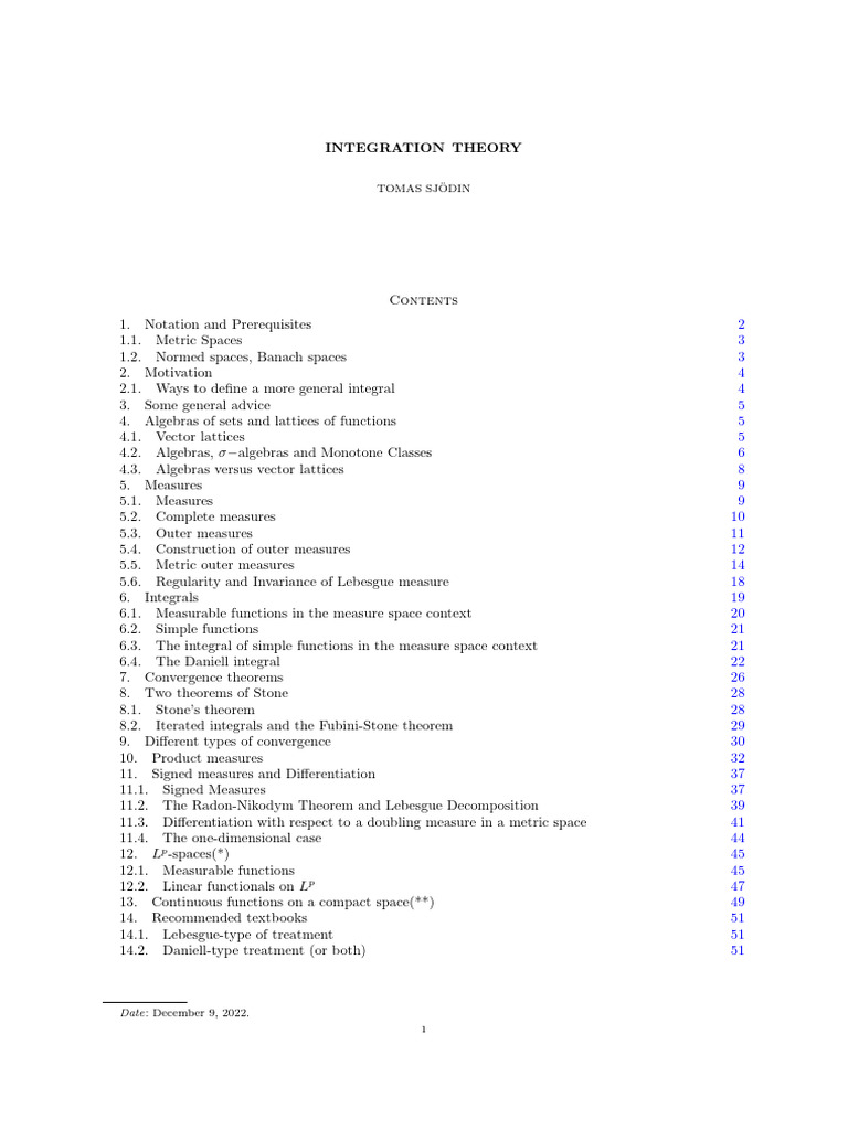Integration Theory | PDF | Lebesgue Integration | Measure (Mathematics) Integration Theory | PDF | Lebesgue Integration | Measure (Mathematics)