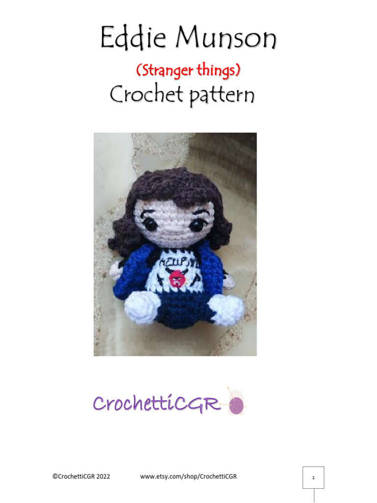 Eddie Munson Keychain | PDF | Crochet | Sewing