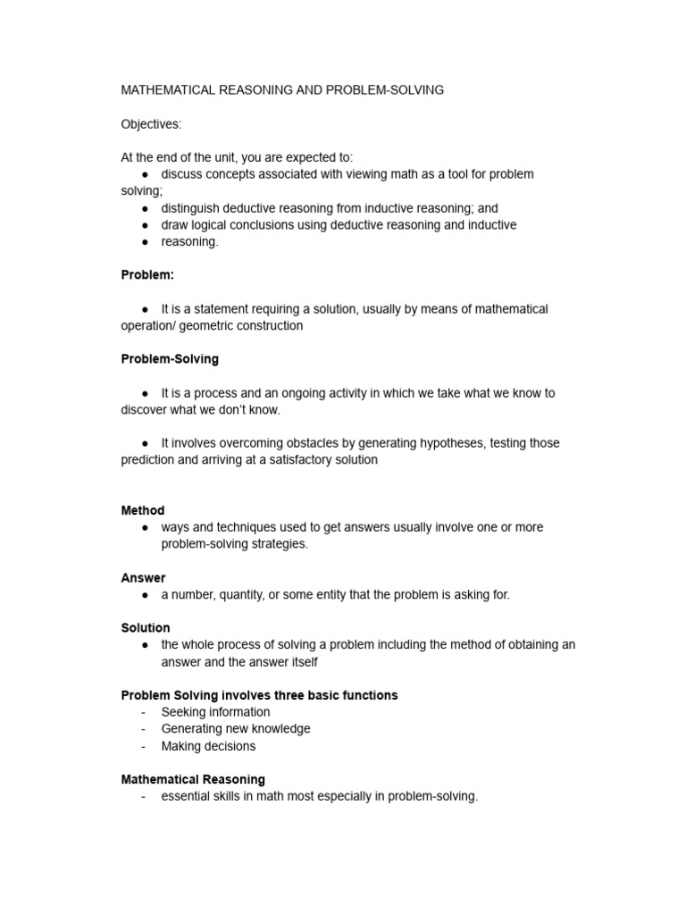 Mathematical Reasoning | PDF | Mode (Statistics) | Reason