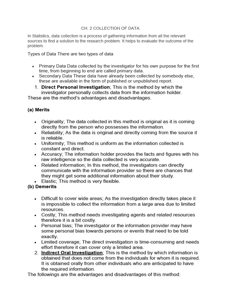 CH. 2 collection of data notes | Download Free PDF | Sampling ...