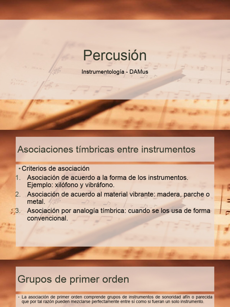 Percusión (clase) | PDF | Instrumentos musicales | Instrumentos de percusión