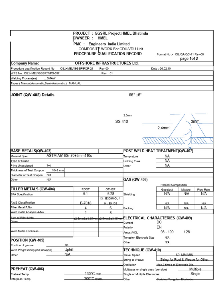 Wps PQR Pipexlsx | Download Free PDF | Welding | Construction