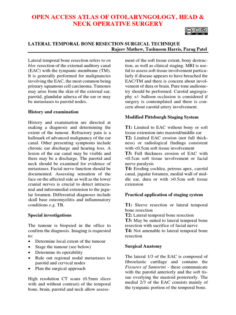 Otologi-Lateral Temporal Bone Resection Surgical Technique | PDF | Ear | Otorhinolaryngology