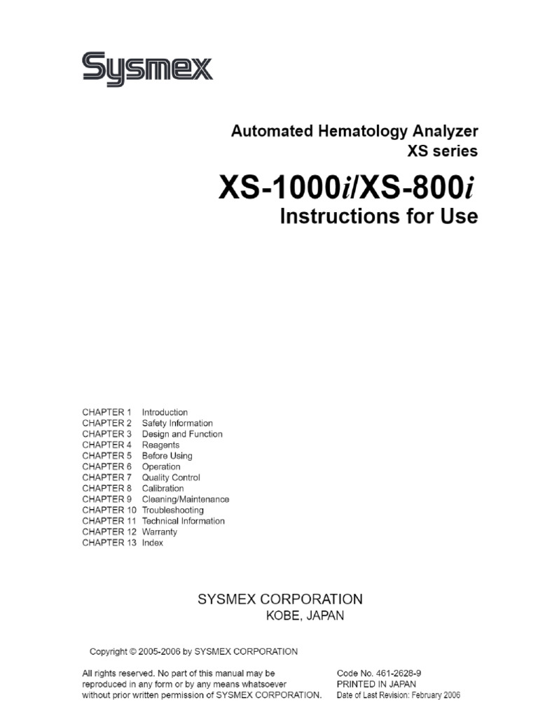 Sysmex Xs-800i1000i Instruções de Uso Manual Do Usuário - TOAZ - Info | PDF