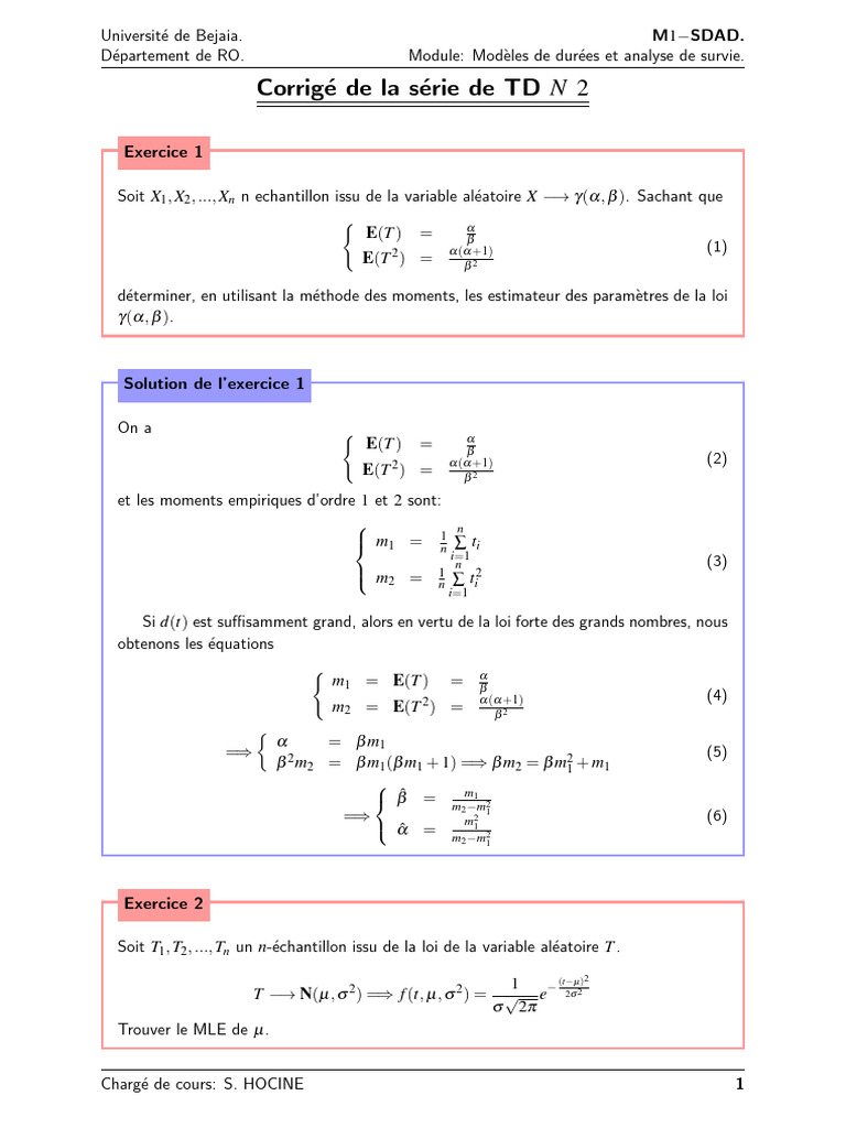 TD2-MDAS Corrigé | PDF | Théorie des probabilités | Statistiques