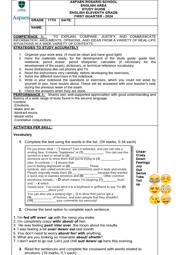 English Study Guide for 11th Grade | PDF | Vocabulary | Linguistics
