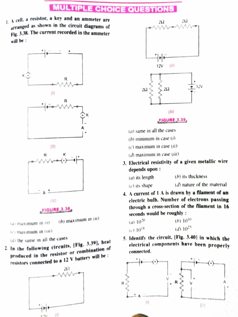 MCQ ASSIGNMENT Class 10 | PDF | Electrical Resistance And Conductance ...