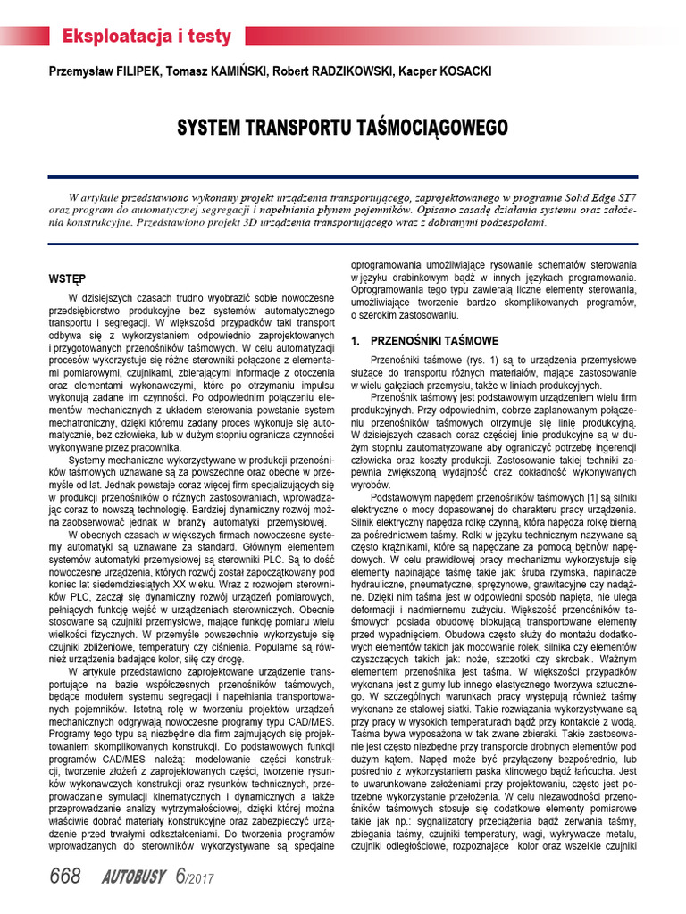 System Transportu Taśmociągowego | PDF