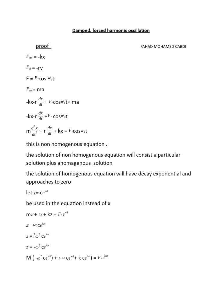 Damped Forced Oscillation 12 Pdf Damping Oscillation