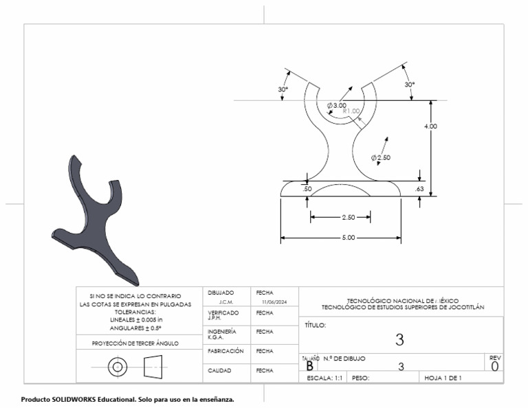 3-7 Pieza Curva Plano Solidworks Asme 14.5 | PDF