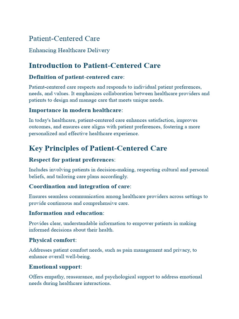 Introduction To Patient-Centered Care | PDF | Health Care | Patient