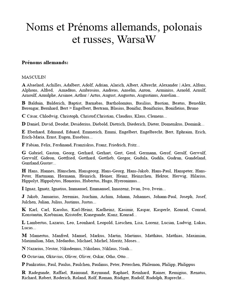 WarsaW - ADJ - Noms Et Prenoms | PDF
