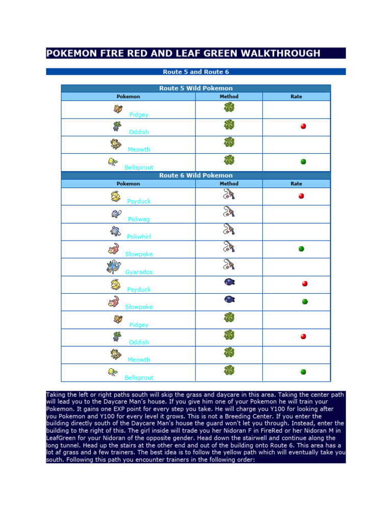 Part 5 POKEMON FIRE RED AND LEAF GREEN WALKTHROUGH | PDF | Pokémon