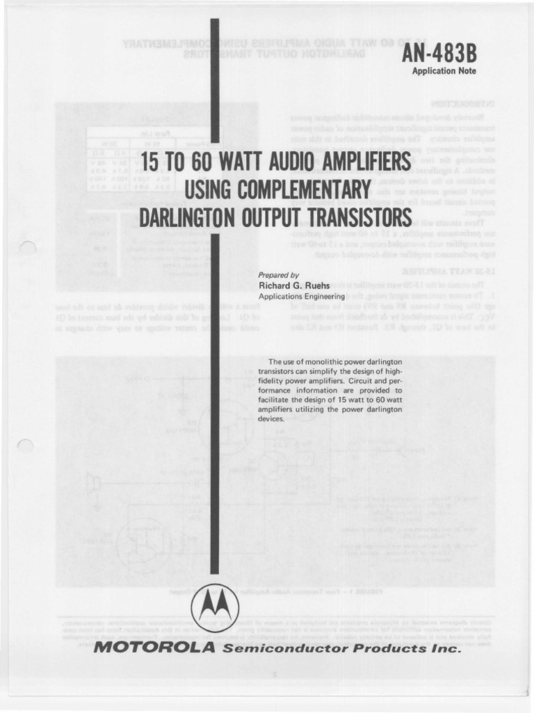 Motorola 15 A 60 Watt | PDF | Amplifier | Bipolar Junction Transistor