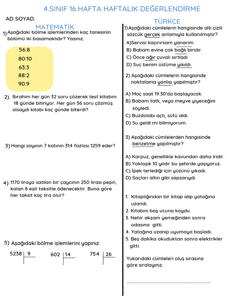 4.Sinif--Haftalik-Degerlendirme--16 | PDF