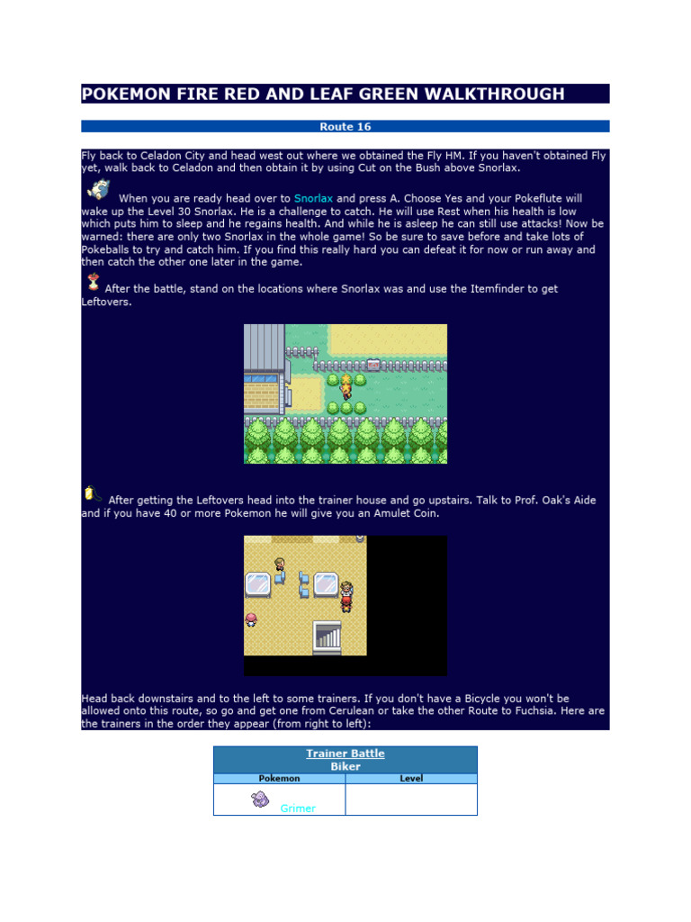 Obtaining Fly and the Poké Flute Guide | PDF | Pokémon