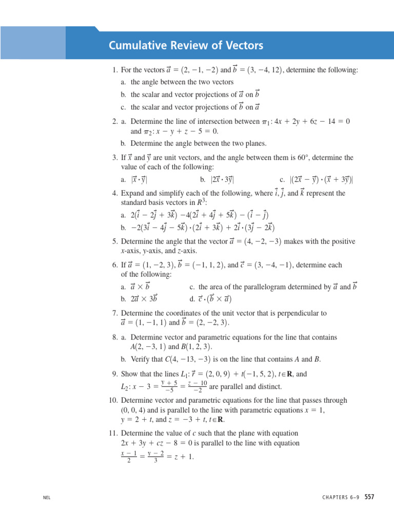Mcv4u Vectorreview Pdf Euclidean Vector Cartesian Coordinate System