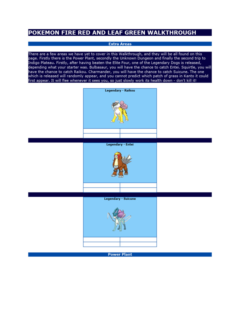 Fire Red Walkthrough: Extra Areas Guide | PDF | Pokémon