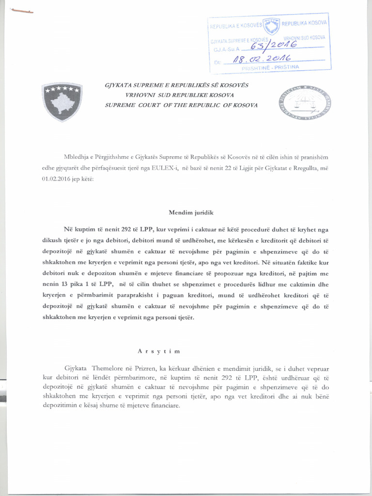 Mendim Juridik Permbarimore Shpenzimet | PDF