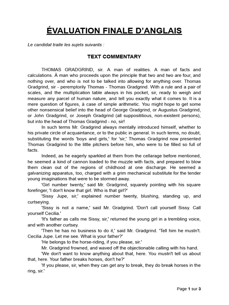 ÉVALUATION FINALE D’ANGLAIS | PDF
