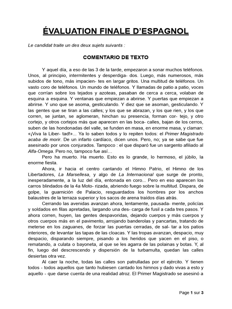 Évaluation Finale D'espagnol | PDF | Ciencias de la Tierra